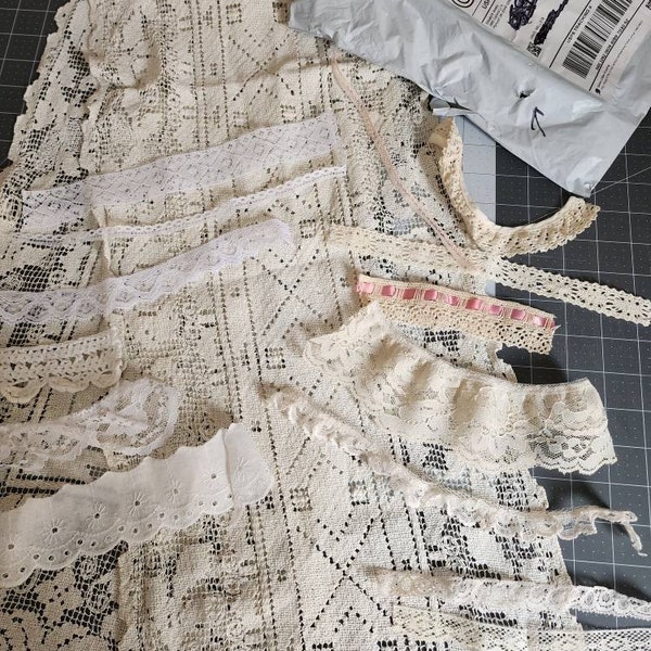 Vintage LACE Grab Bags for Crafting, Junk Journaling, Slow Stitch ...