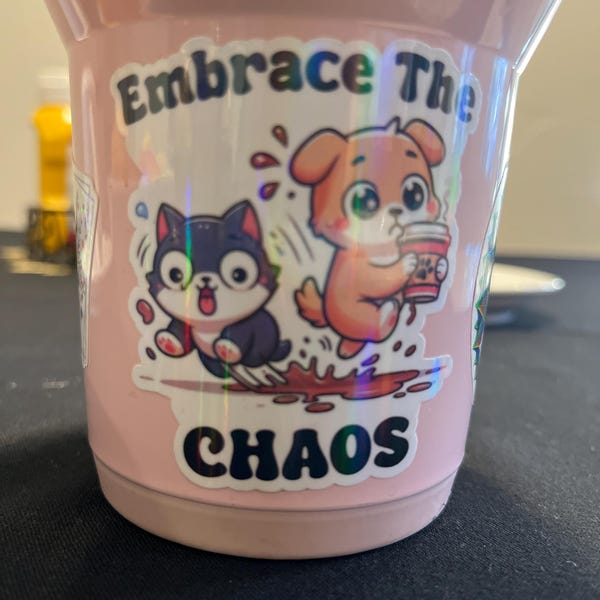 Everything's Fine Dumpster Fire Cat Sticker, Vinyl Holographic Sticker ...