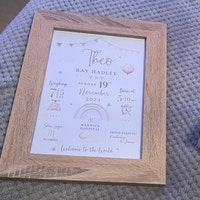 New Baby Personalised Print Birth Details Gift Keepsake Print New Baby ...