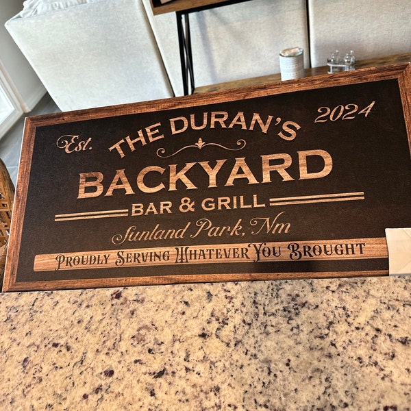 Custom Backyard Bar & Grill Sign, Outdoor Grill Sign, Backyard BBQ Sign ... Custom Backyard Bar & Grill Sign, Outdoor Grill Sign, Backyard BBQ Sign ...