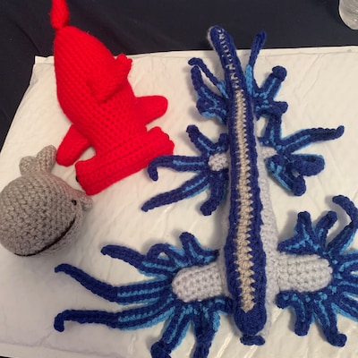 Fuzzy Crab Plush, Handmade Crochet Crab, Fleece Yarn Crab, Purple/pink ...