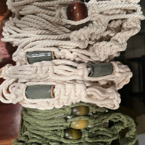 Chunky Macrame Bead, Large Hole Macrame Bead, Colorful Ceramic Bead ...