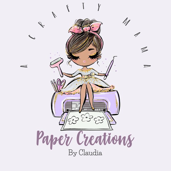 Craft Girl Logo, Crafty Girl Logo, Craft Shop Logo, Editable Craft Lady ...