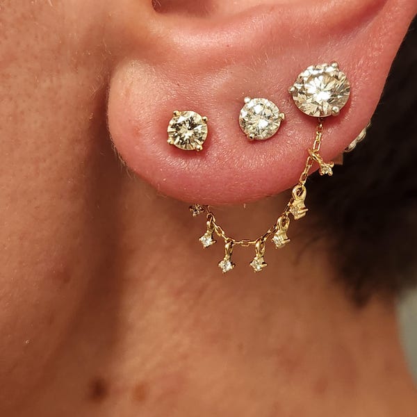 NEW ‣ Dido 14K Solid Gold Bead Charm Double Chain Attachment • 14K Gold ...