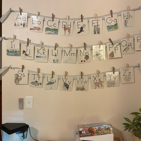 Watercolor Nature Alphabet Banner Classroom Decor - Etsy