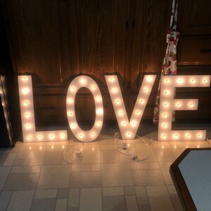 Marquee Sign 4pc Personalized Love Play Wood Lighted Marquee Sign ...
