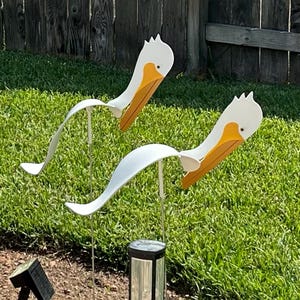 1 Large Egret Yellow Beak Bobbing Bird PVC Dancing Balancing Sculpture ...