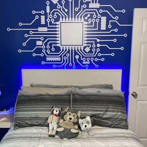 Technology Wall Decal Circuit Board Wall Sticker Binary Code Computer ...