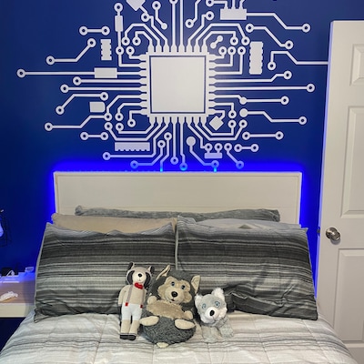 Technology Wall Decal Circuit Board Wall Sticker Binary Code Computer ...