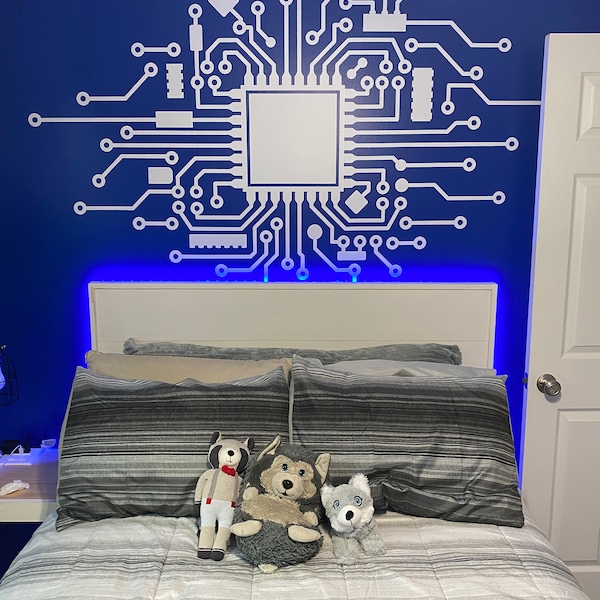 Technology Wall Decal - Circuit Board Wall Sticker Binary Code Computer ...