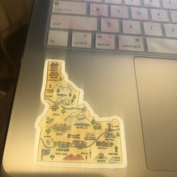 Idaho Map Watercolor Sticker- FREE SHIPPING- Idaho Sticker, Laptop ...
