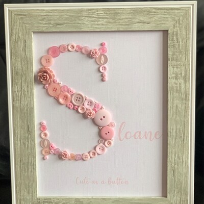 Personalised Baby Girl Button Art - Etsy