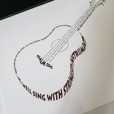 Guitar Scripture Bible Verse Word Art Print, Psalm 100 Print for Music ...