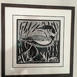 The River Ballet Linocut in Blue,otter Linocut,kingfisher Linocut ...