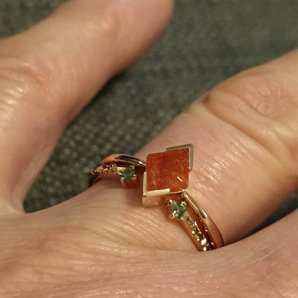 Vintage Natural Sunstone Ring, Solitaire Sunstone Ring, 1.3CT Rhombus ...