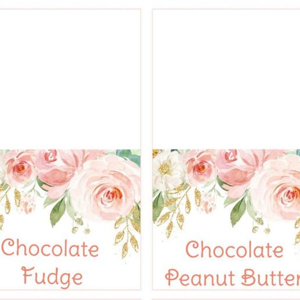 EDITABLE Blush Pink Floral Food Tags, Buffet Label, Tent Card Food ...