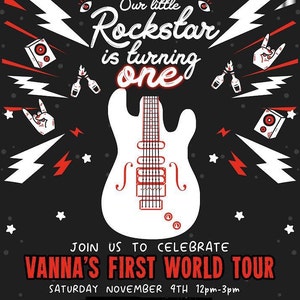 Editable Rock 'n Roll Birthday Signs 3 Rock Star Party Boy Birthday ...