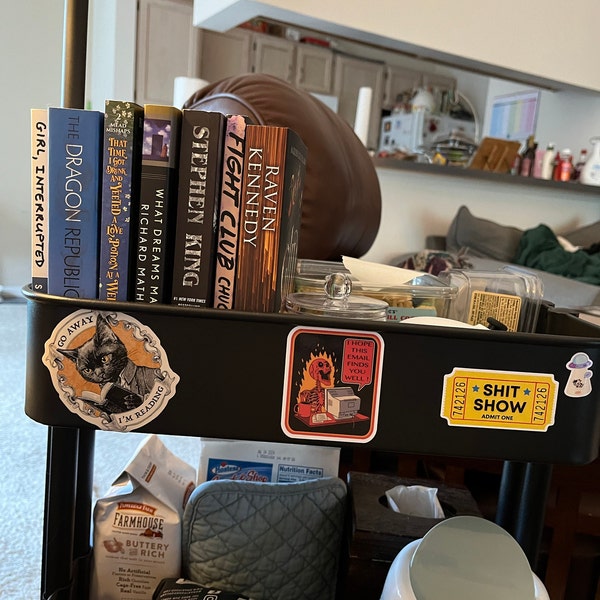 Reading Cat Sticker, Kindle Sticker, Book Cat Sticker, Black Cat ...