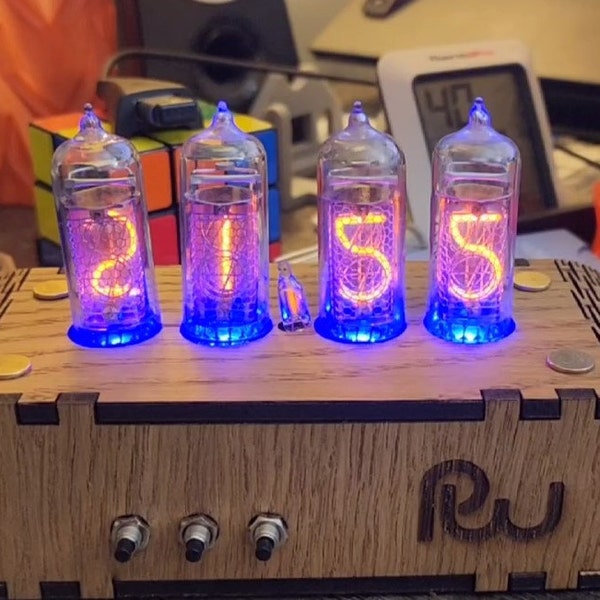 Nixie Clock Kit IN14 Gofra (with Tubes) and Wooden Enclosure. UPS Fast ...