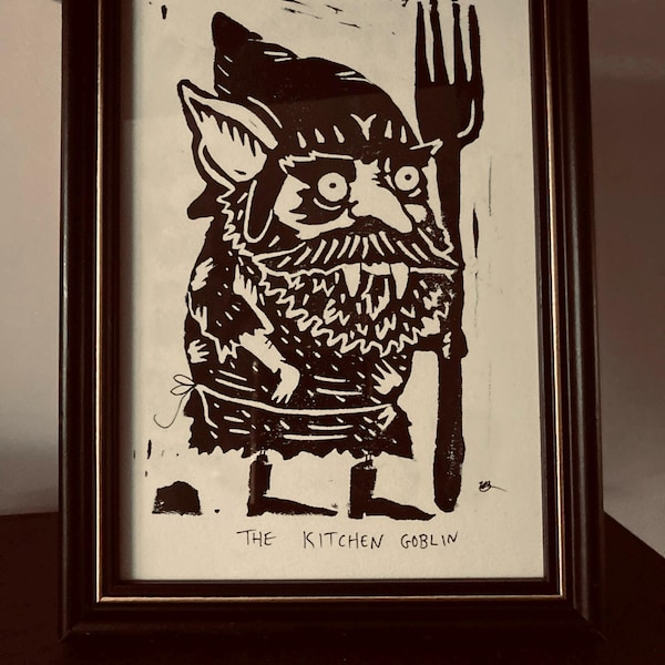 The Kitchen Goblin, Goblin Print, Kitchen Print, Weird Wall Art, Occult ...