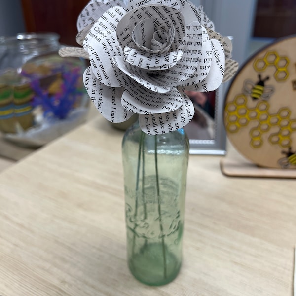 Book Roses, Book Page Flowers, Literary Gift, Bibliophile, Bookworm ...