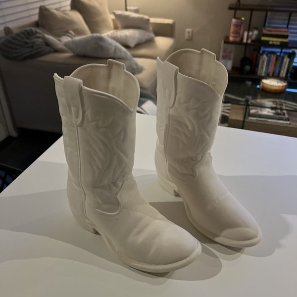 Unpainted Ceramic Boot, Realistic Cowboy Boots, Unfinished Bisque ...