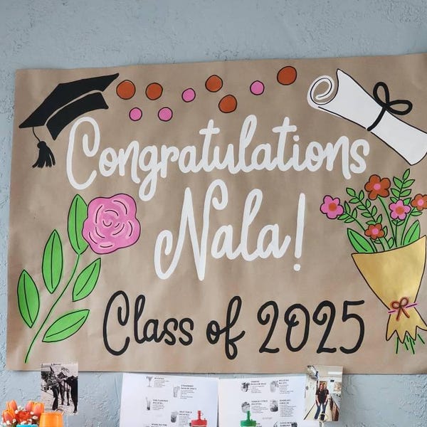 Graduation Brown Painted Paper Custom Banner - Etsy