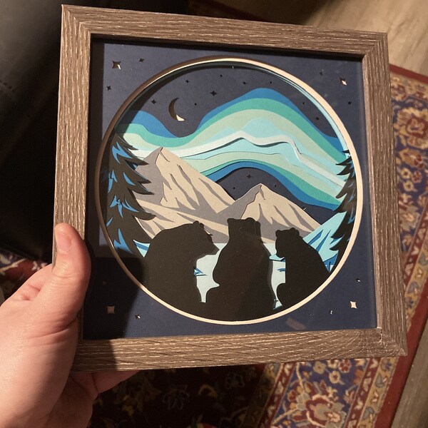 3D Northern Lights Shadow Box, Aurora Borealis Shadow Box, 3D Nature ...