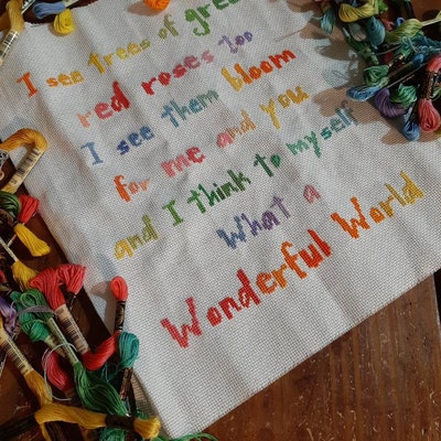 What a Wonderful World Cross Stitch Pattern, Modern Nursery Baby ...