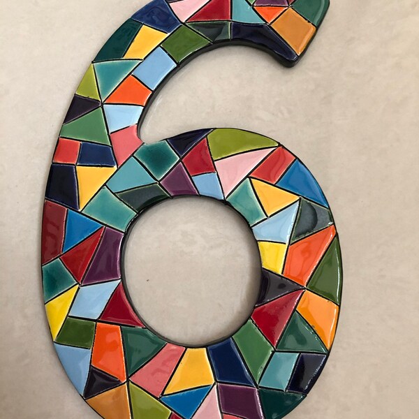 Custom Mosaic Ceramic Numbers Tile Wall Hanging for House Address ...