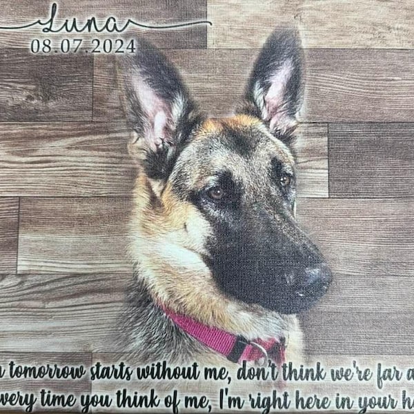 Custom Dog Memorial Passing Gift Pet Loss Frame Portrait Photo Canvas ...