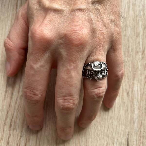 Sterling Silver Angry Wolf Signet Ring, Ring Wolf Head, Wolf Head Ring ...