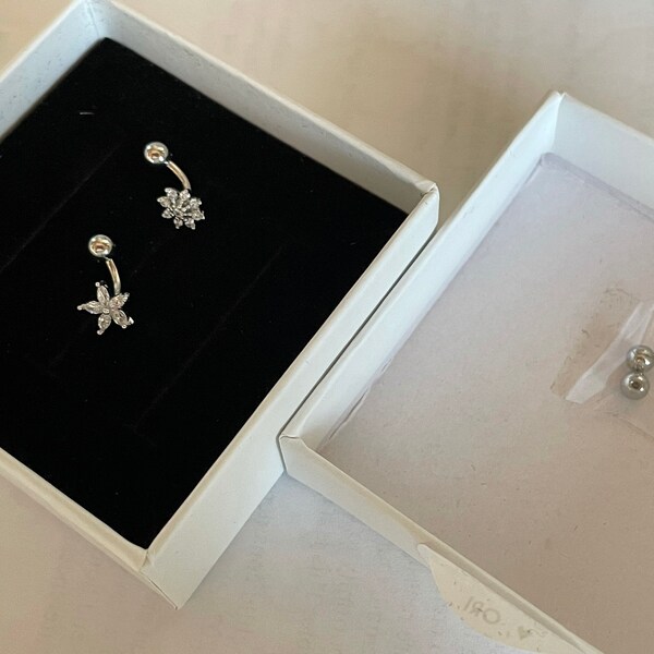 CZ Snowflake Belly Button Ring • Floating Navel Ring • Flower Belly ...