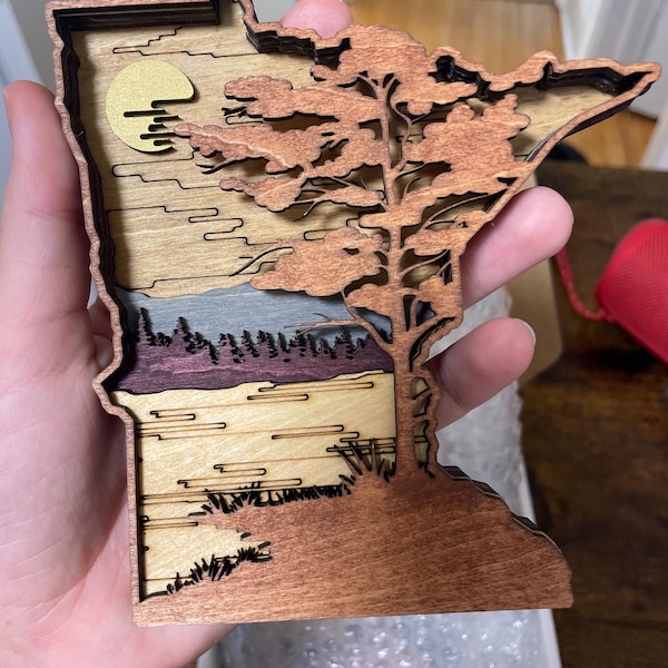 Wooden Layered Minnesota (please Note Size) - Etsy