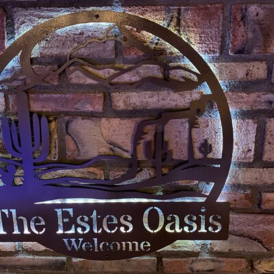 Personalized Cactus Metal Sign, Cactus Monogram Sign, Cactus Wall Decor ...