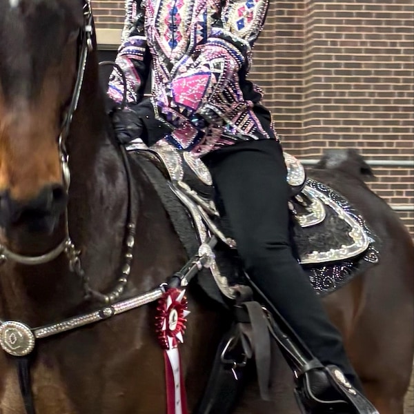 Western Royal Blue Teal and Red Show Shirt Showmanship Shirt for Women ...