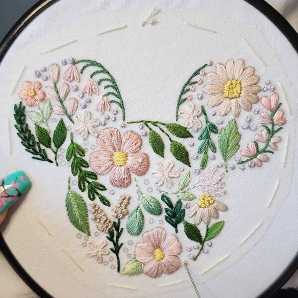 Flower Mickey Embroidery Pattern Floral Embroidery Pattern Mickey Hoop ...