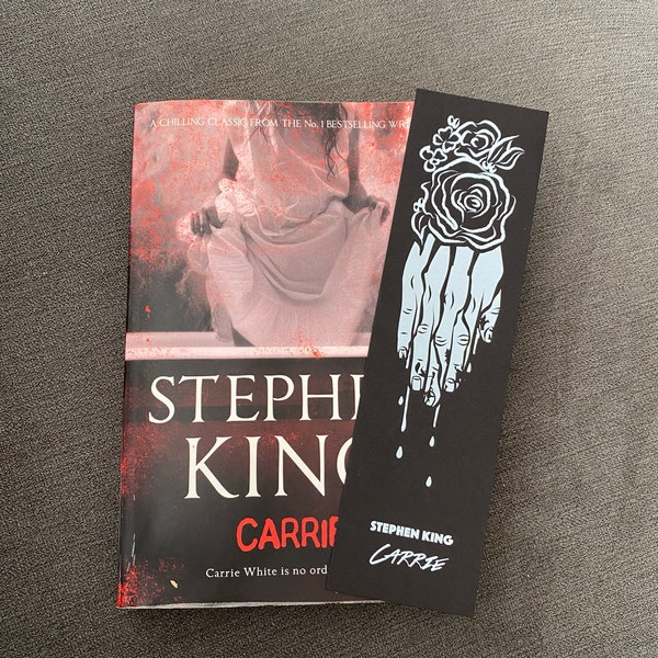 Carrie Stephen King Bookmarks / Single Sided / White Ink on Black Card ...