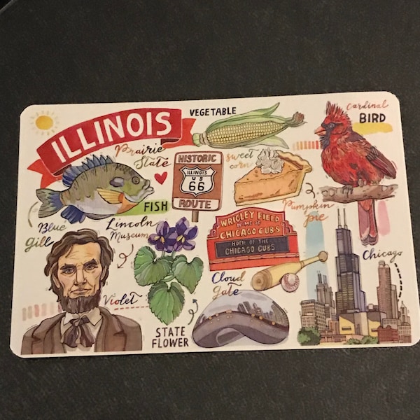 Illinois State Postcard. - Etsy