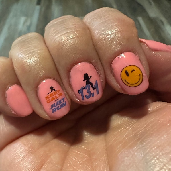 SPORTS Nail Decals "keep Calm Just Run Marathon 13.1" Nail Art Set#323 ...