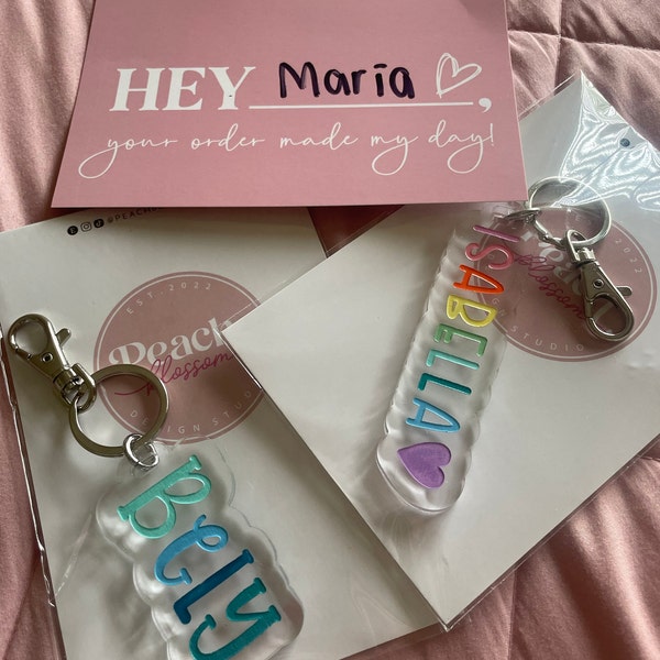 Colored Personalized Name Keychain/ Engraved Name Keychain/ Backpack ...