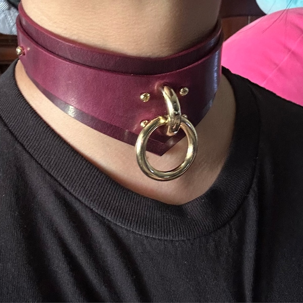 Bordo Leather Handmade Collar With Chain Leash for Women, Collar Choker ...