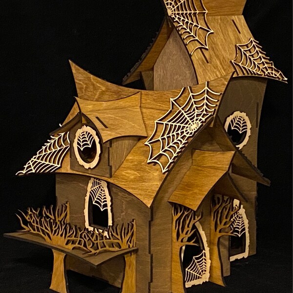 Halloween Laser Cut Files Haunted House Mansion 3D Glowforge SVG DXF ...