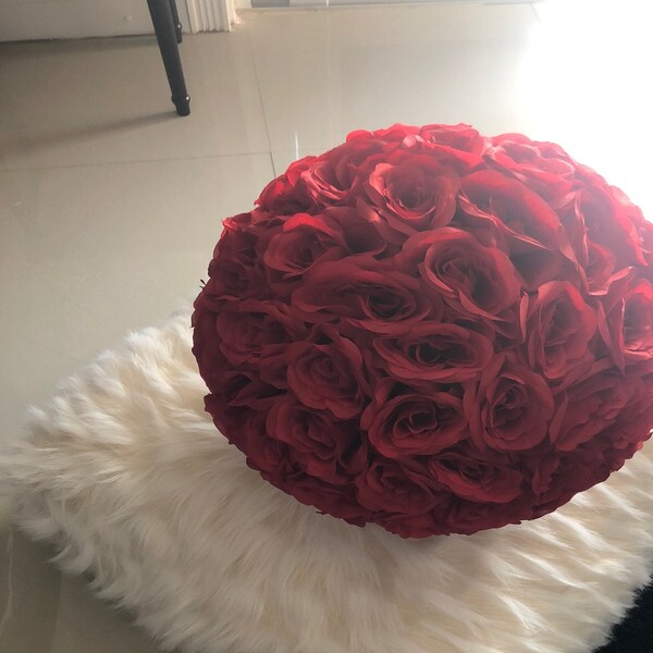 RED Flower Ball. Red Kissing Ball. Red Pomander. Red WEDDING ...