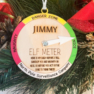 Elf Meter/ Elf Surveillance Ornament / Elf Report Ornament/ Glowforge ...