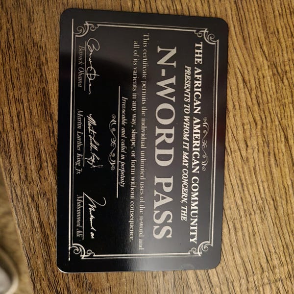 N-word Pass Novelty - Etsy