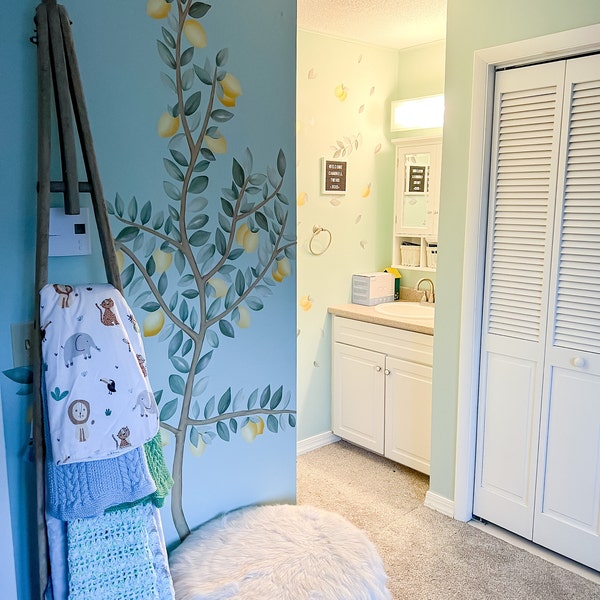 Big Lemon Tree Wall Decals With Leaves, Plastic-free Wall Stickers - Etsy