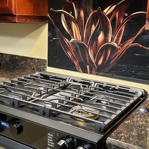 Stove Backsplash Glass Panel, Kitchen Wall Decor, Stove Top Back Cover ...