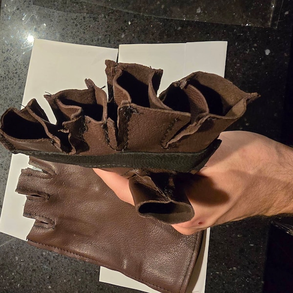 Dark Brown Deerskin Leather Long Cuff Gauntlet Gloves - Made in the USA ...