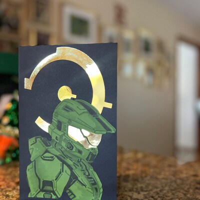 Master Chief Standing on Rock 2 Color - Etsy